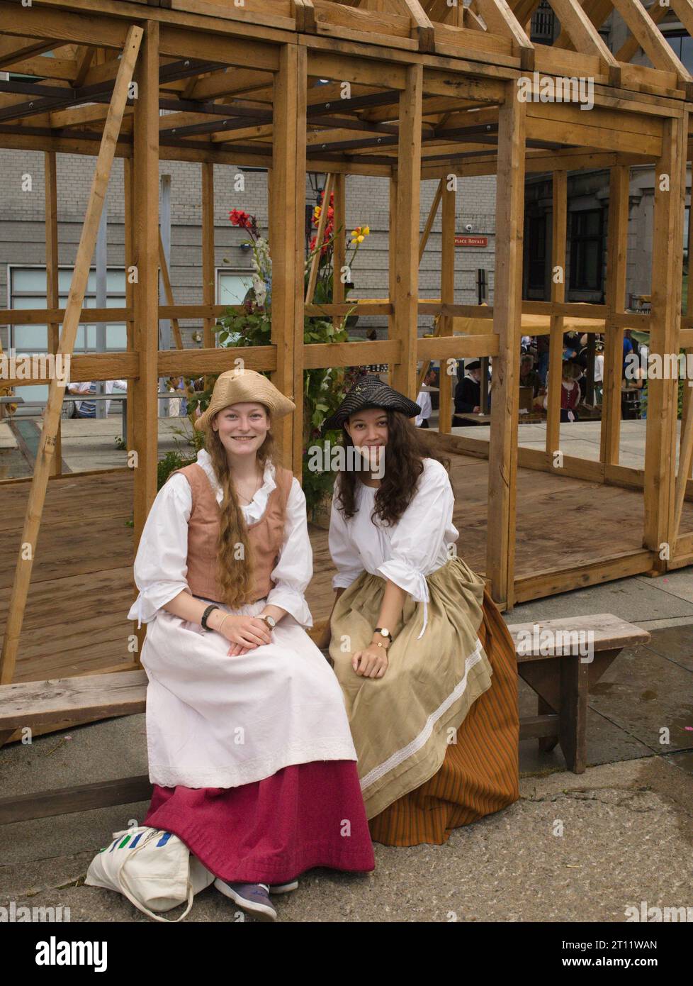 Canada, Quebec, Montreal, 18th century public market, people, historic ...