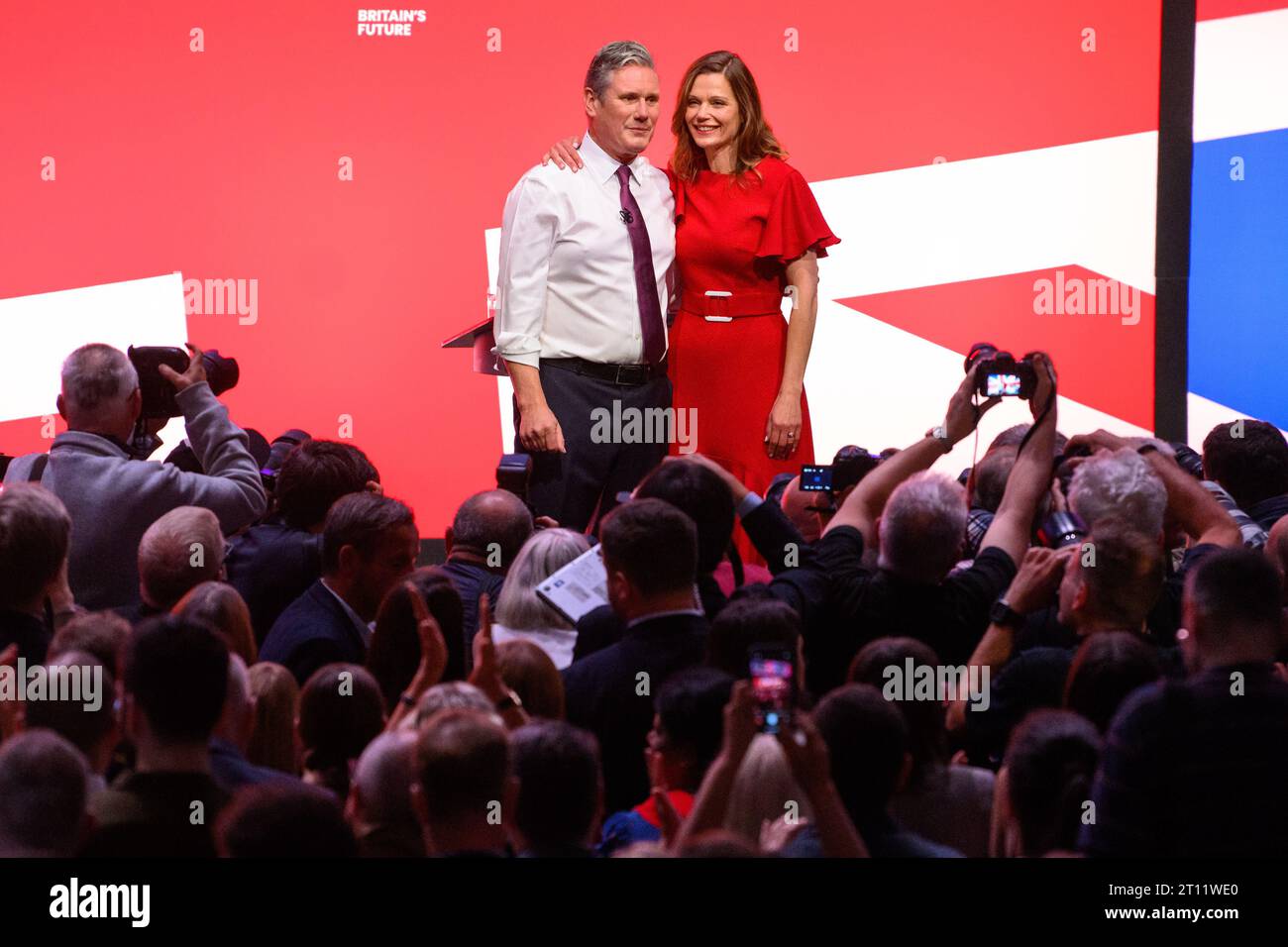 London, UK. 10 October 2023. Labour leader Keir Starmer and wife ...