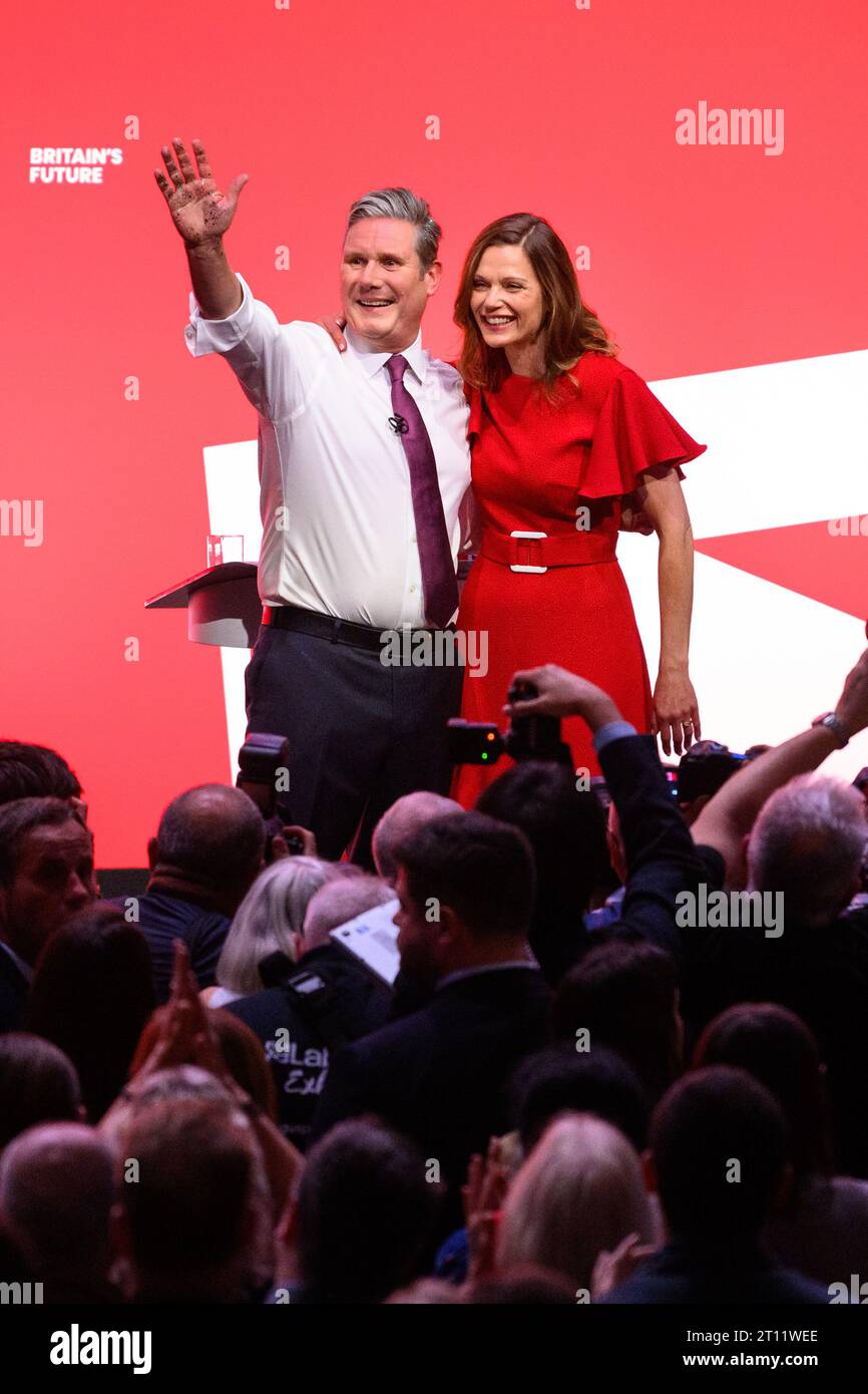 London, UK. 10 October 2023. Labour leader Keir Starmer and wife ...