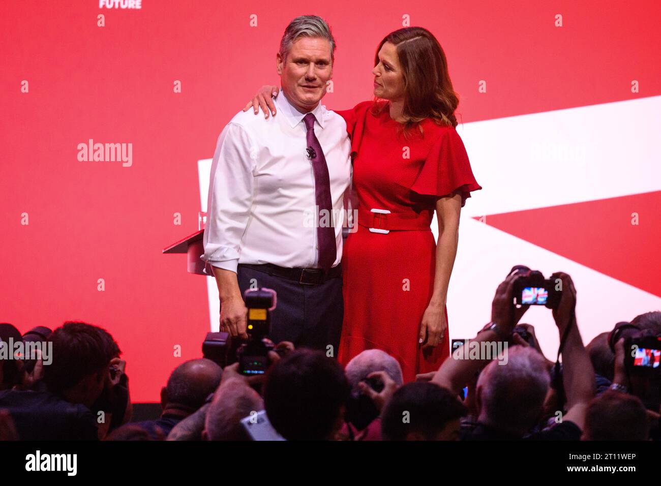 London, UK. 10 October 2023. Labour leader Keir Starmer and wife ...