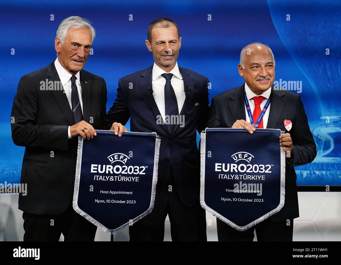 Turkish Football Federation president Mehmet Buyukeksi (right), UEFA ...