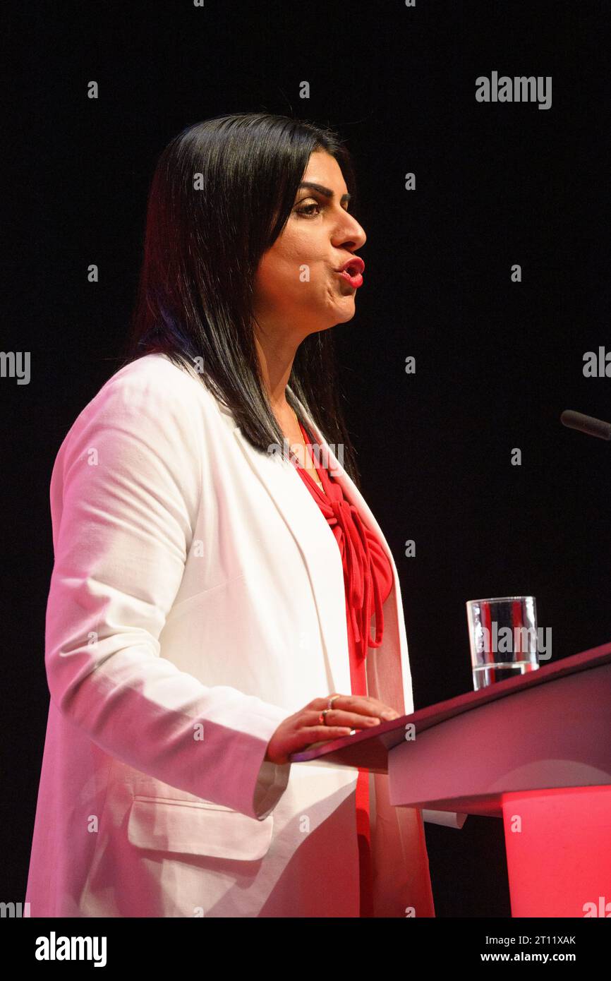 London, UK. 10 October 2023. Shabana Mahmood MP speaks during the ...