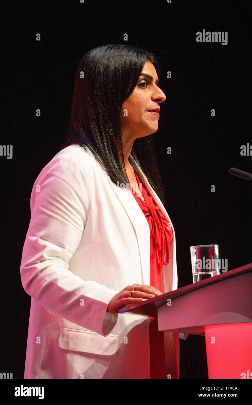 London, UK. 10 October 2023. Shabana Mahmood MP speaks during the ...