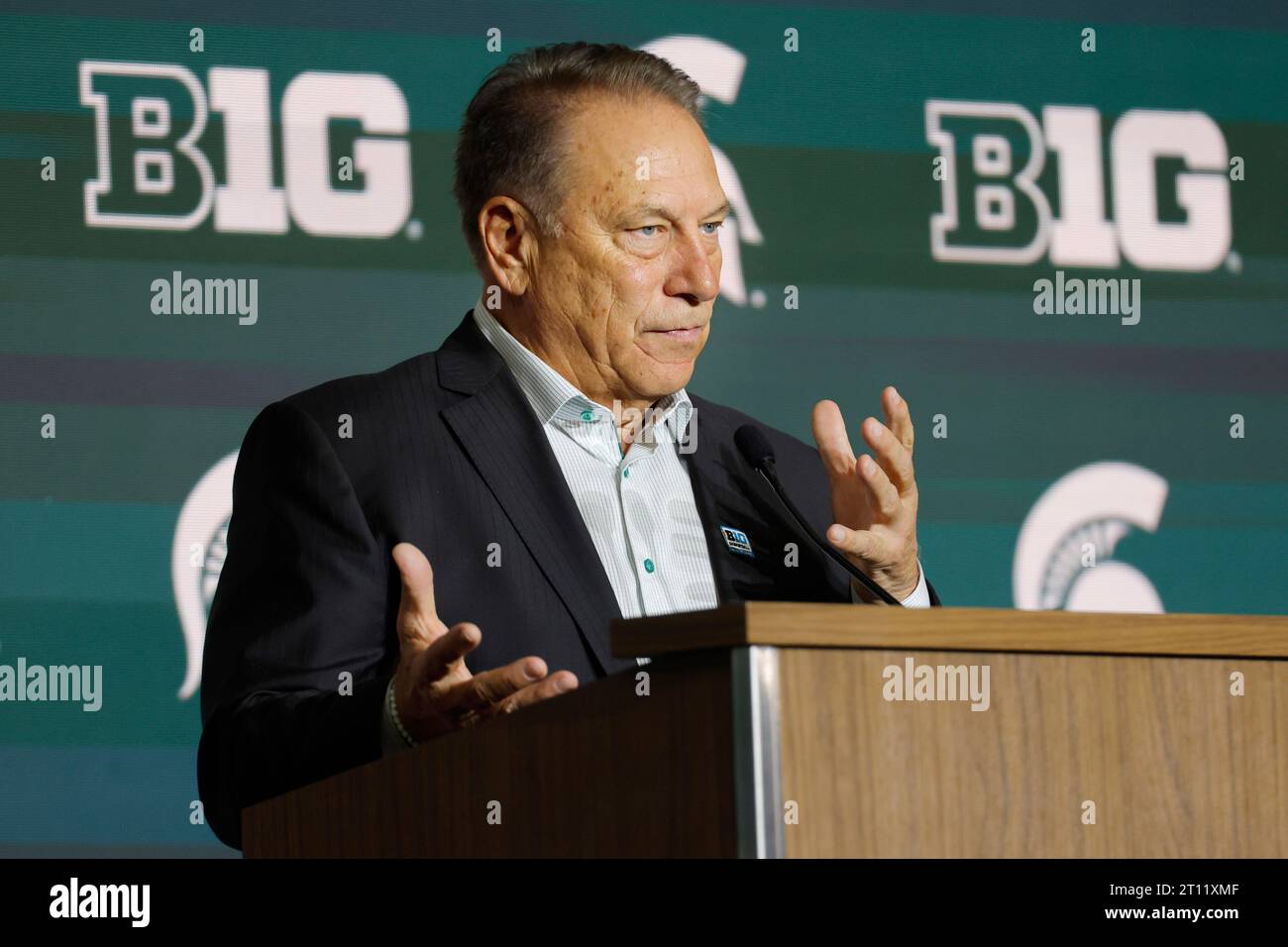 Michigan State head coach Tom Izzo speaks during Big Ten NCAA college ...