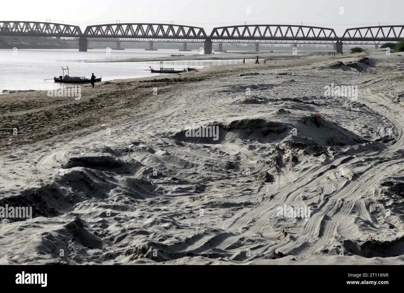 Peshawar on Tuesday, October 10, 2023. View of dried part of Indus ...