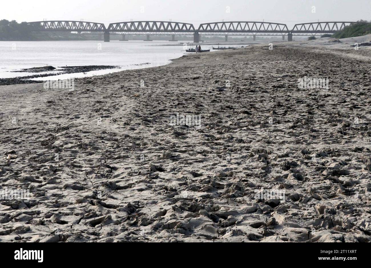Peshawar on Tuesday, October 10, 2023. View of dried part of Indus ...