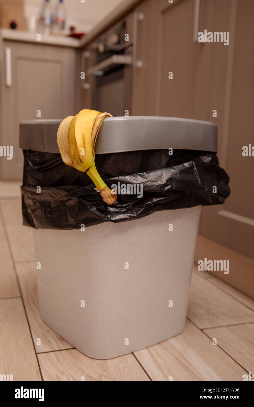 banana peel in a trash bin Stock Photo - Alamy