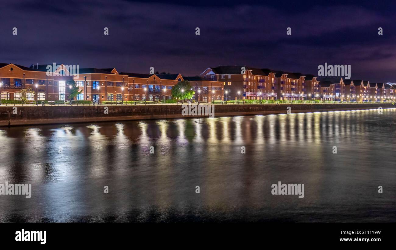 Preston Docklands, Lancashire (Night Shot Stock Photo - Alamy