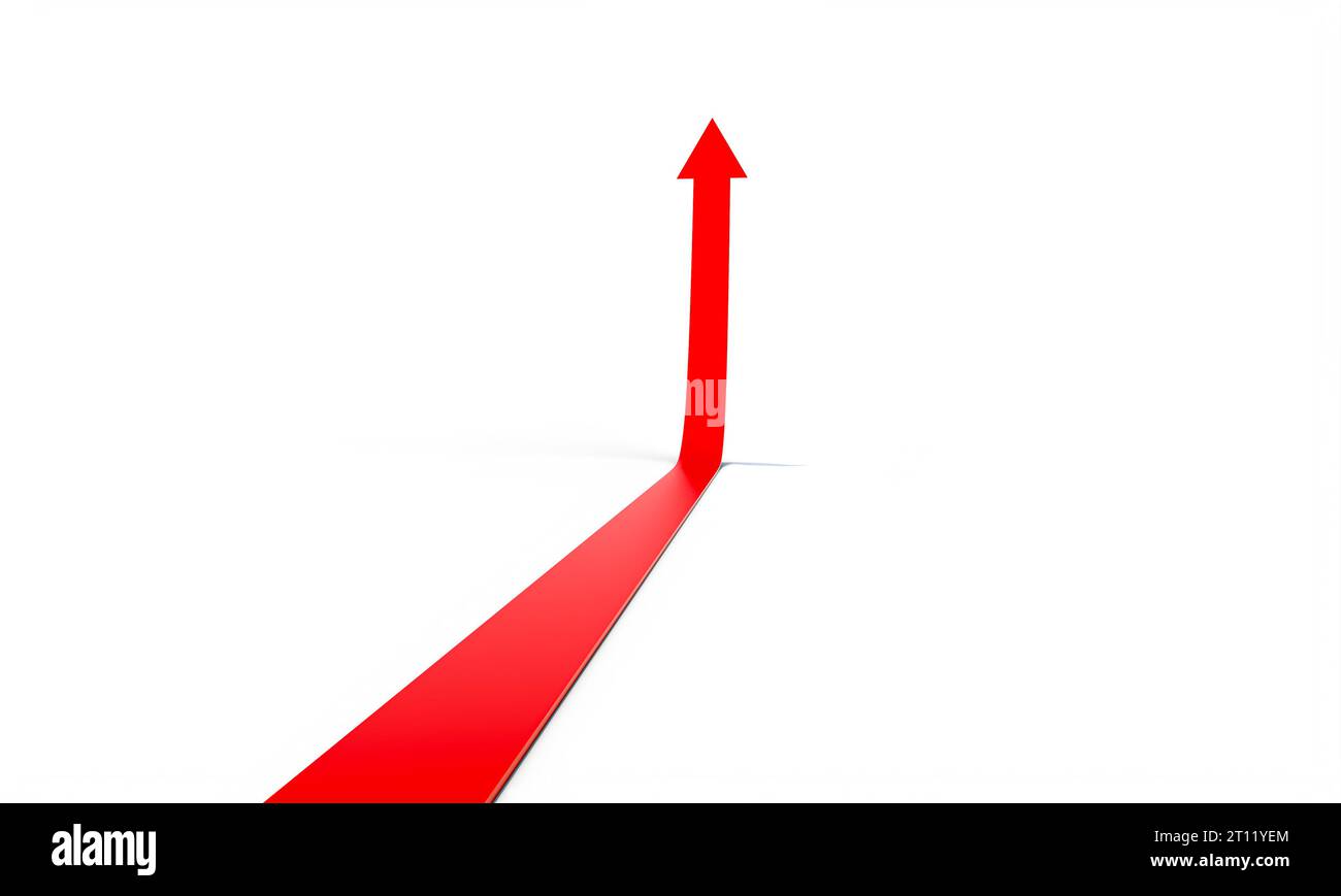 3d render background of red arrow rising on white Stock Photo - Alamy