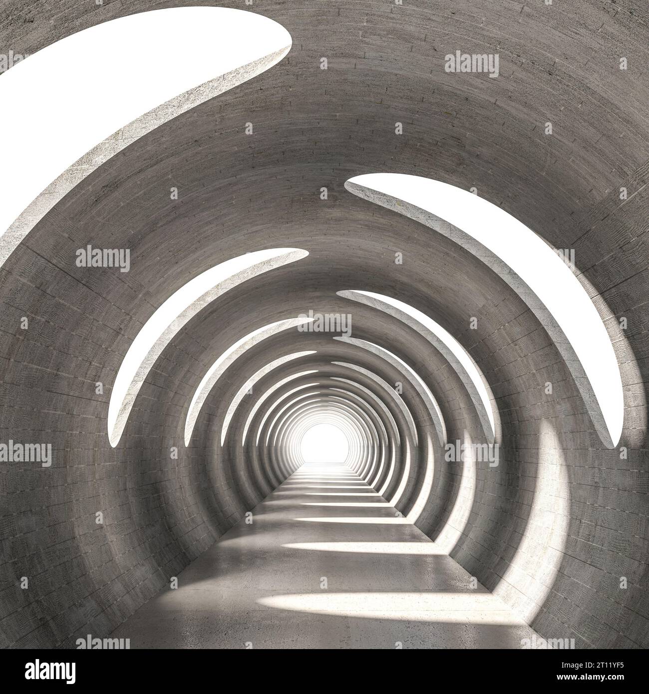 concrete tunnel with curved side windows.3d render Stock Photo - Alamy