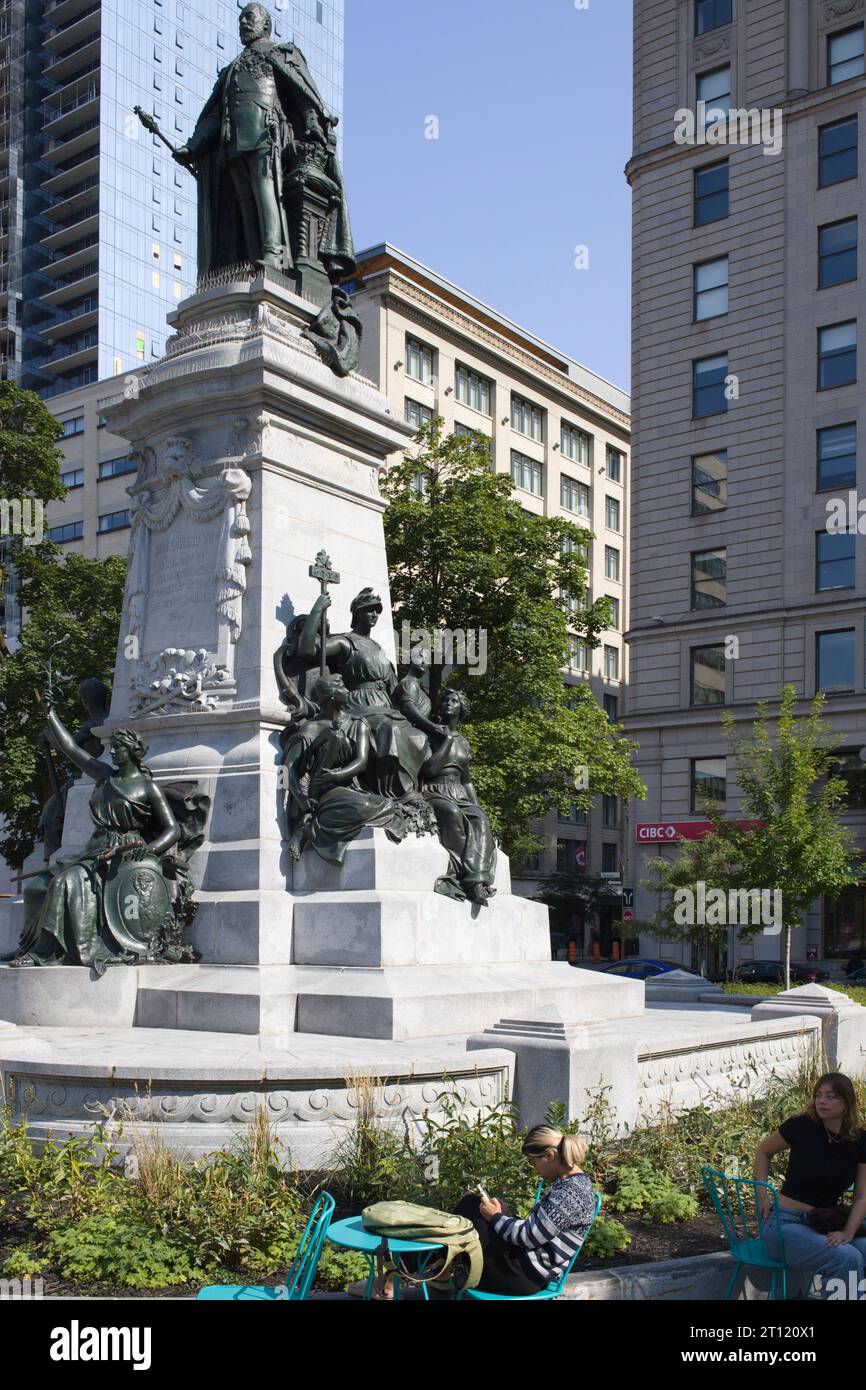 Canada, Quebec, Montreal, Phillips Square, Edward VII monument Stock ...