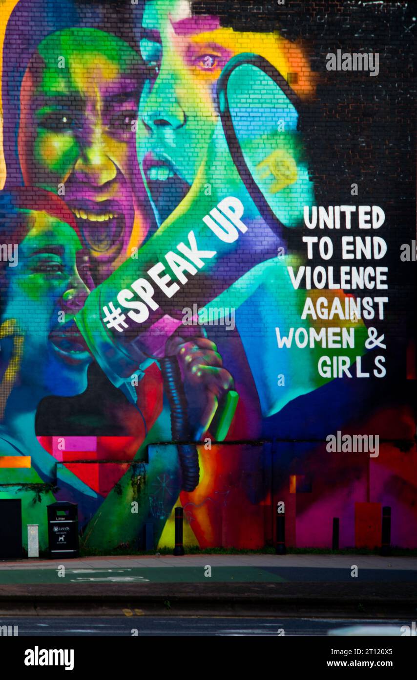 End Violence against women and girls street slogan, Leeds, England ...