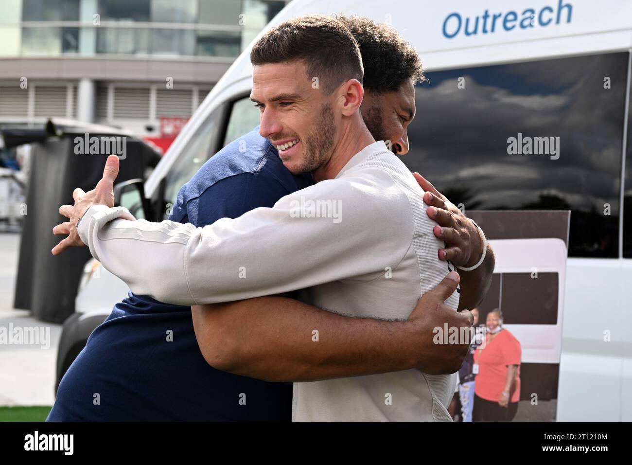 Foxborough, USA. 10th Oct, 2023. Germany's Robin Gosens (front) hugs ...