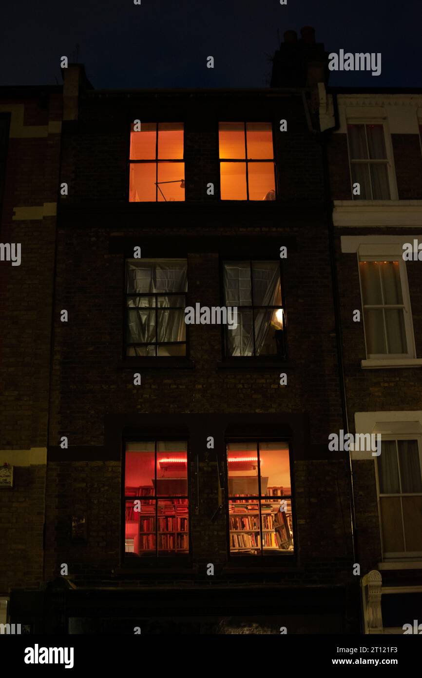 SPOOKY STYLE BUILDING IN LONDON AT NIGHT WITH 3 FLOORS WITH DIFFERENT ...