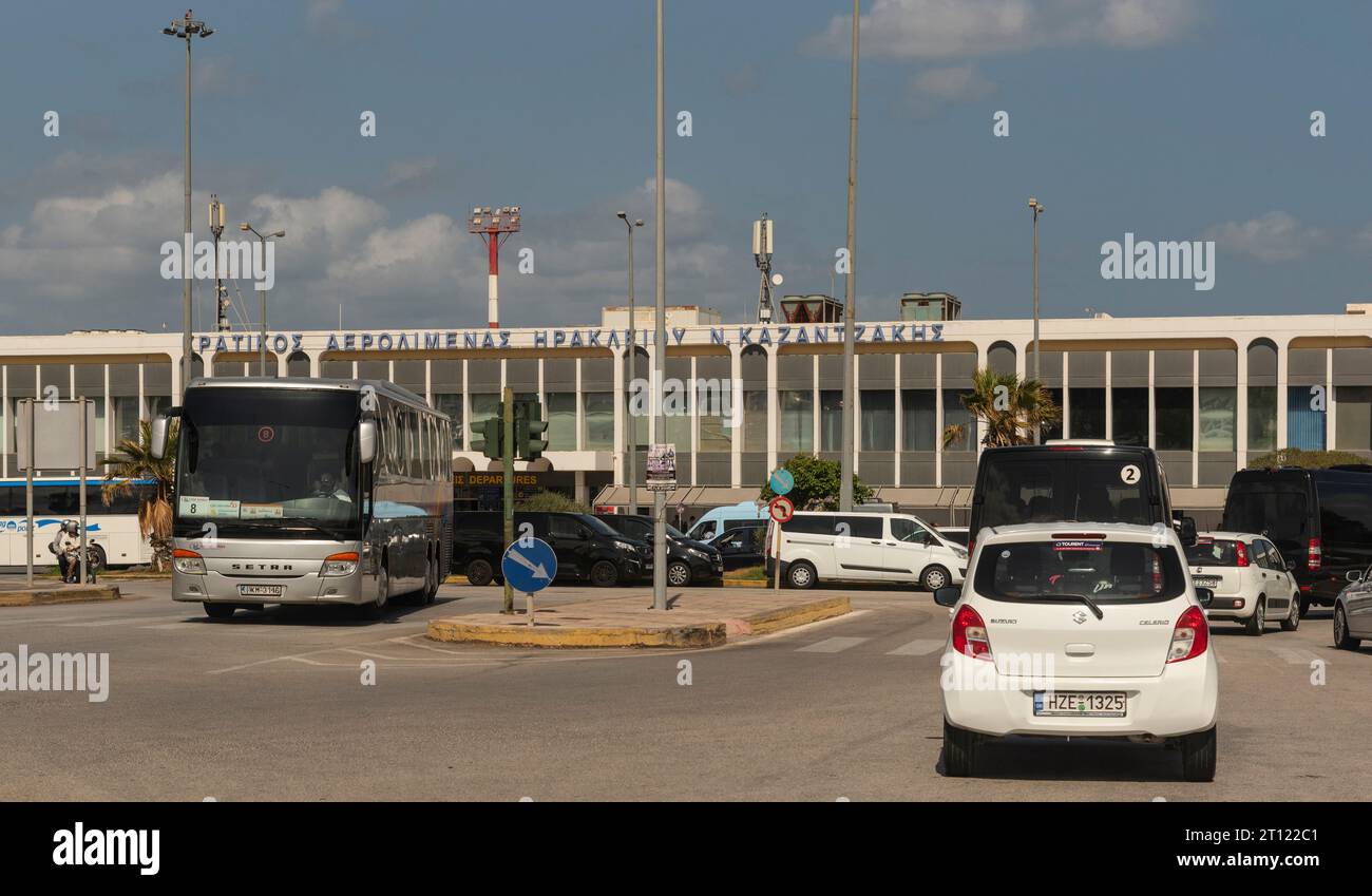 Herkalion, Crete, Greece, 3 Oct 2023. Herkalion airport terminal ...