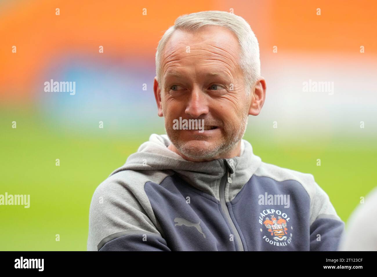 Neil Critchley, Manager of Blackpool before the EFL Trophy match ...