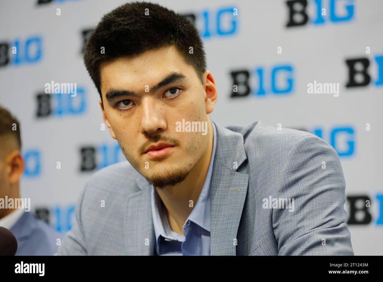 Purdue center Zach Edey answers questions during Big Ten NCAA college ...