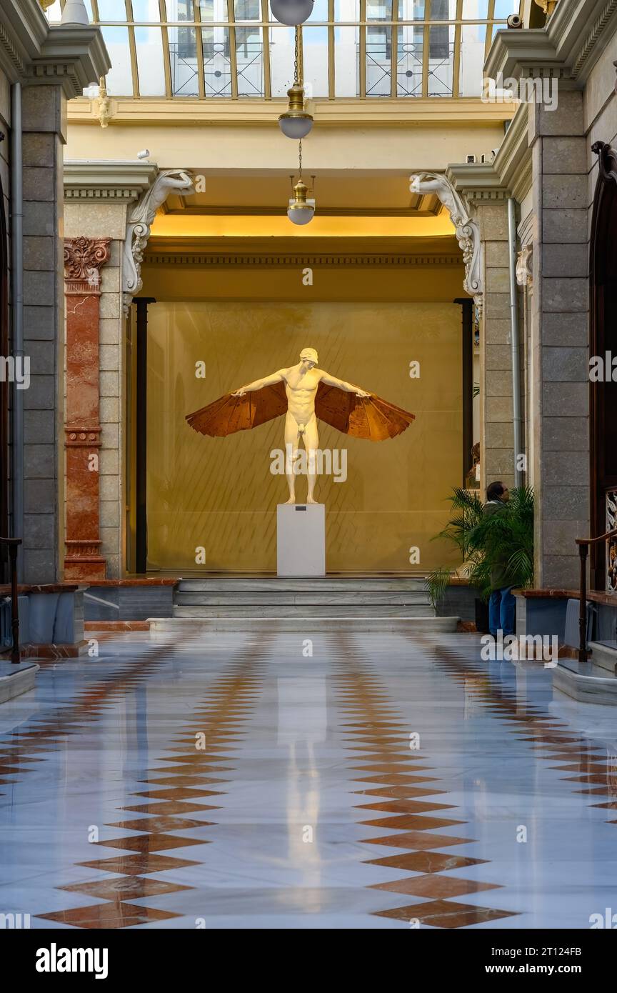 Interior architecture in the central courtyard. The structure has a ...