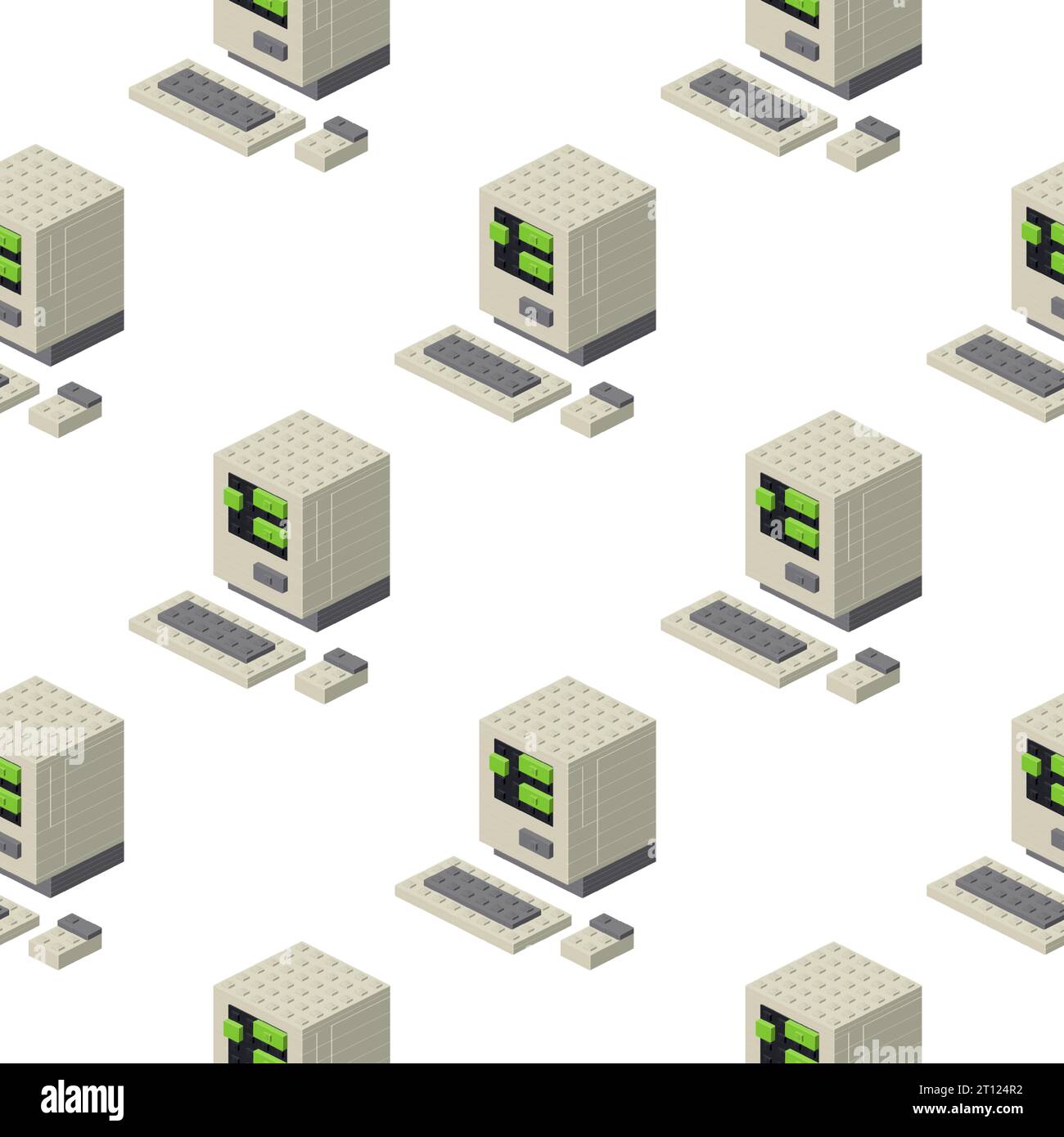 Pattern of old computers in isometry on a white background. Vector Stock Vector Image & Art - Alamy