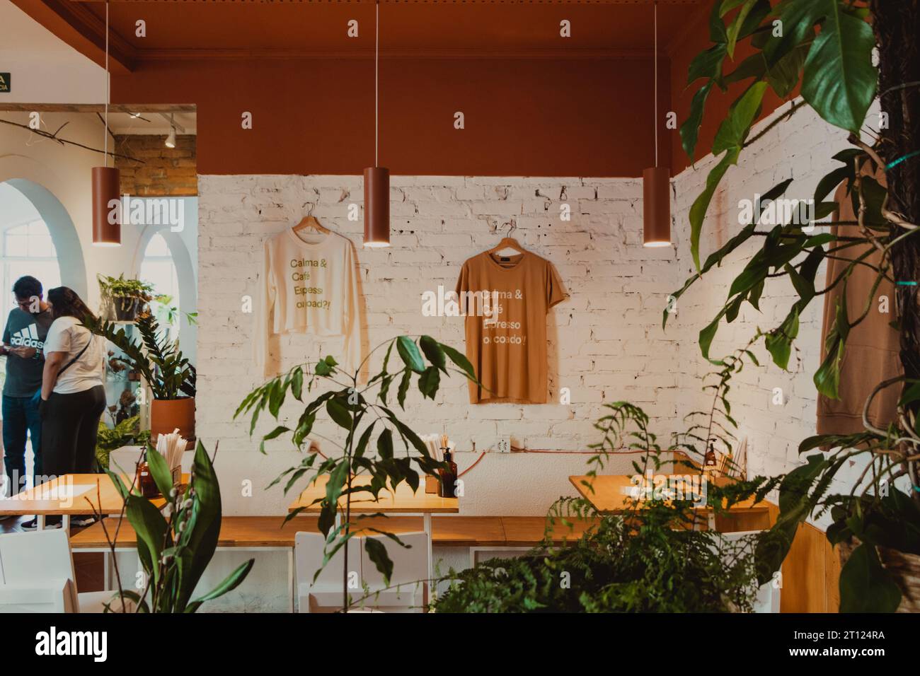 wall landscape decorated in coffee shop Stock Photo - Alamy