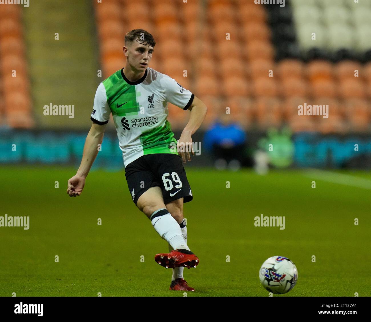 Josh Davidson #69 of Liverpool during the EFL Trophy match Blackpool vs ...