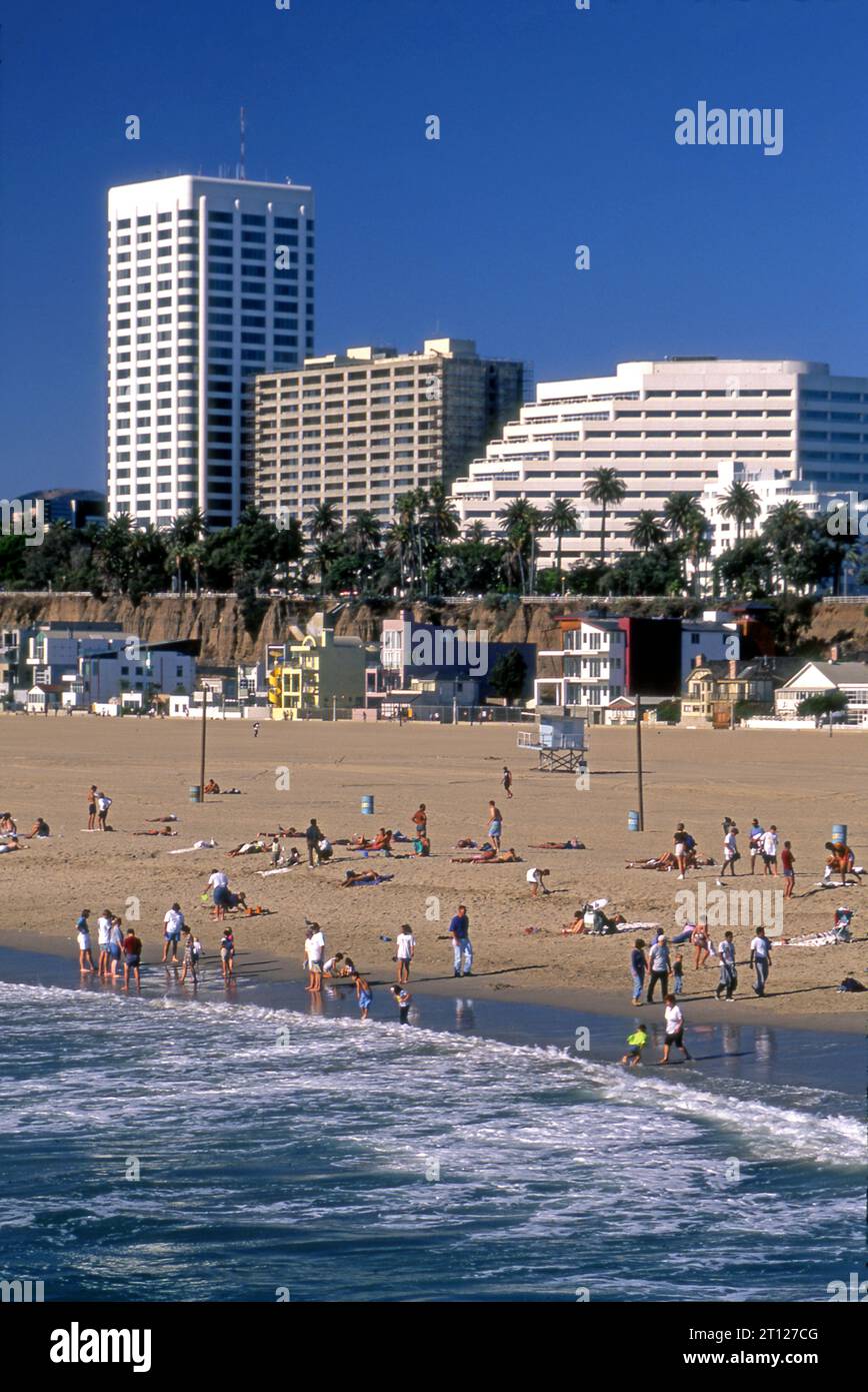 Santa Monica Beach and downtown skyline, Santa Monica, California Stock ...