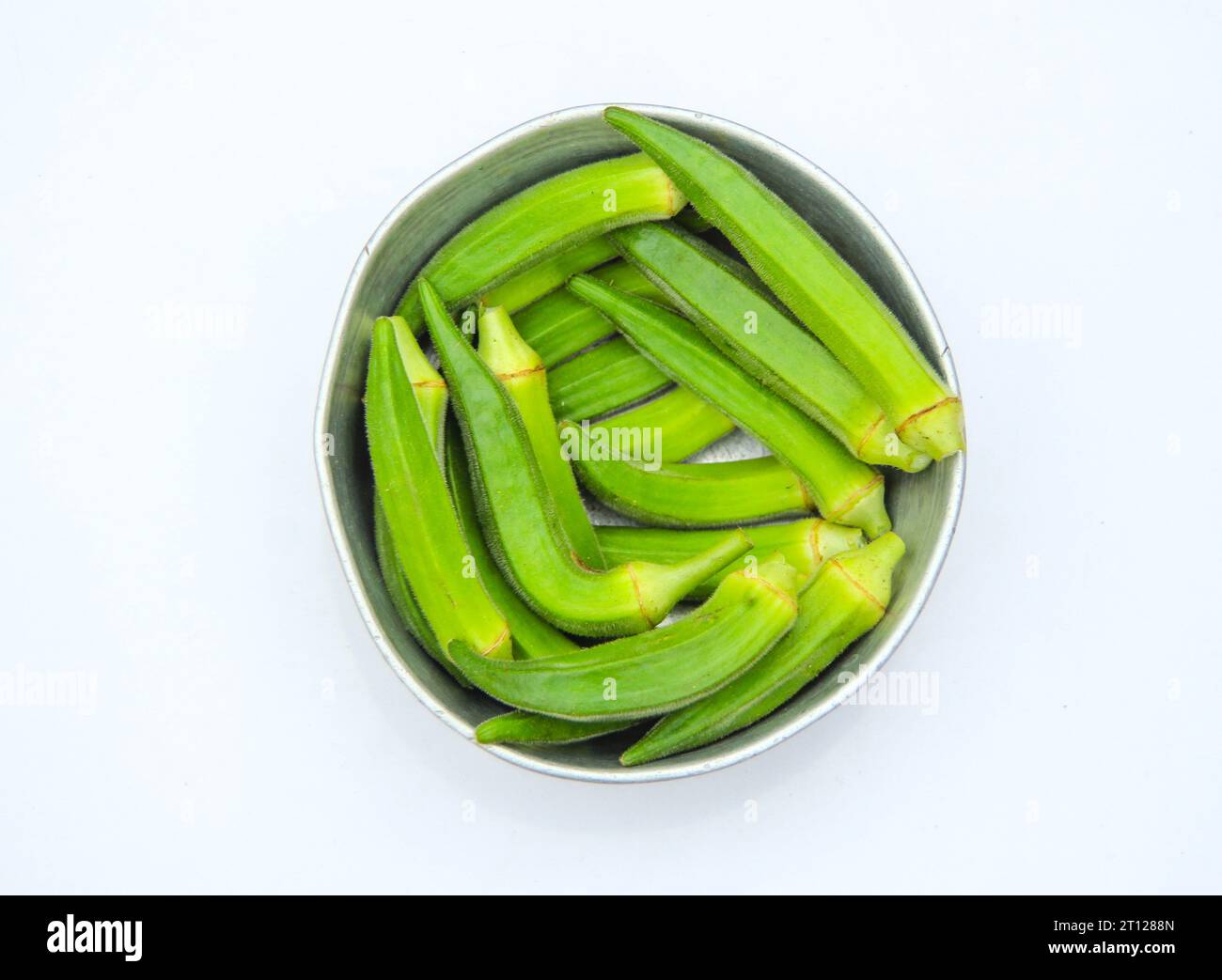Close up of fresh okra isolated on white background. Fresh green okra ...