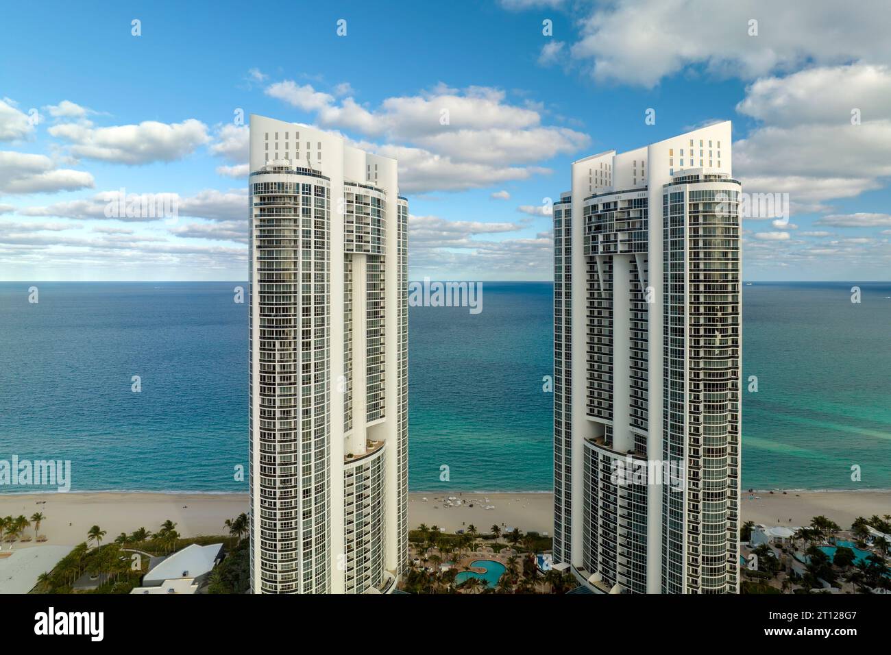 Aerial view of Sunny Isles Beach city with luxurious highrise hotels ...