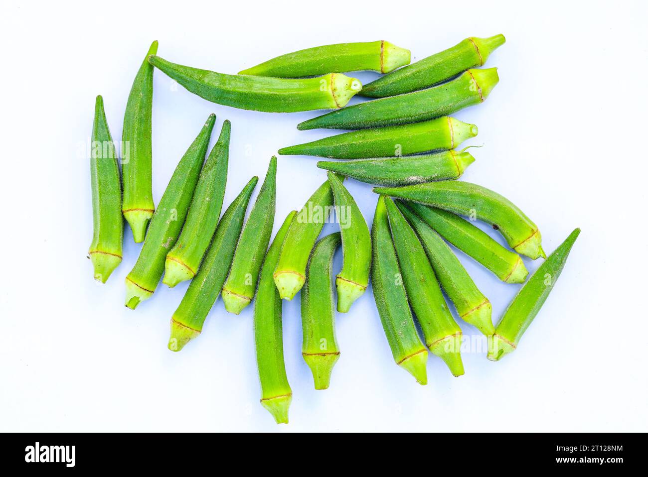Close up of fresh okra isolated on white background. Fresh green okra ...