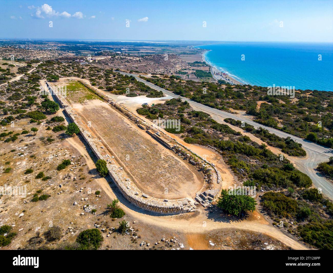 Aerial view of The Stadium - the remains of a Roman hippodrome, Kourion ...