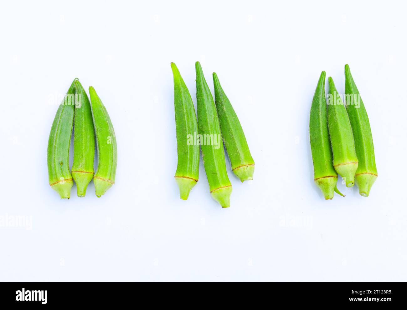 Close up of fresh okra isolated on white background. Fresh green okra ...