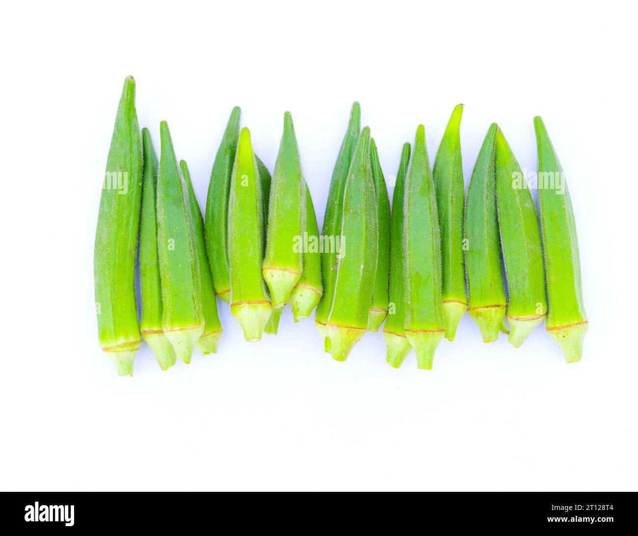 Close up of fresh okra isolated on white background. Fresh green okra ...