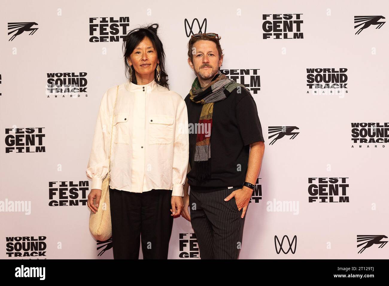 Gent, Belgium. 10th Oct, 2023. Frederik Sioen and wife Ae Jin pictured during the opening night ...
