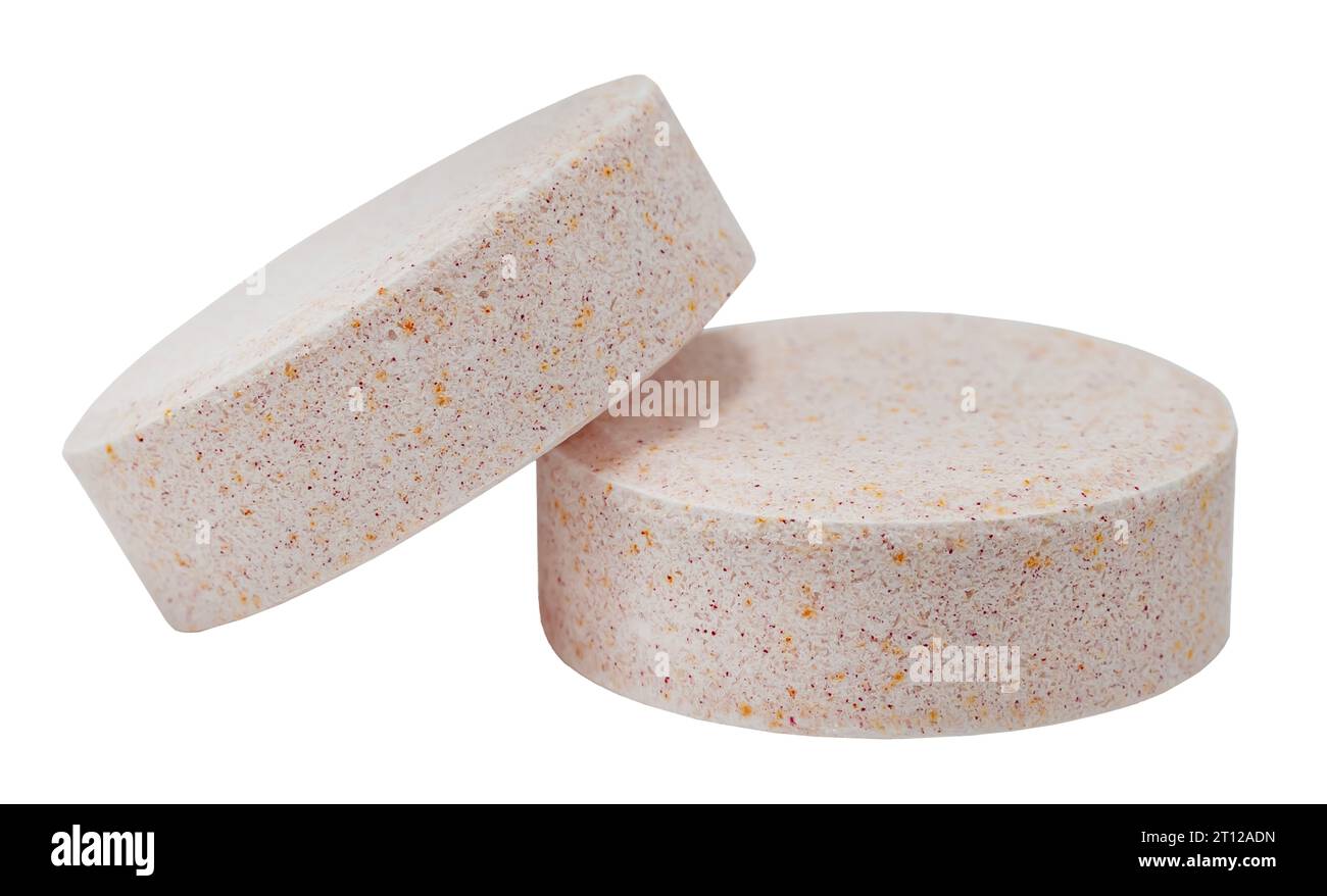 Tablets, round shaped vitamins on a white background. Medicines Stock ...