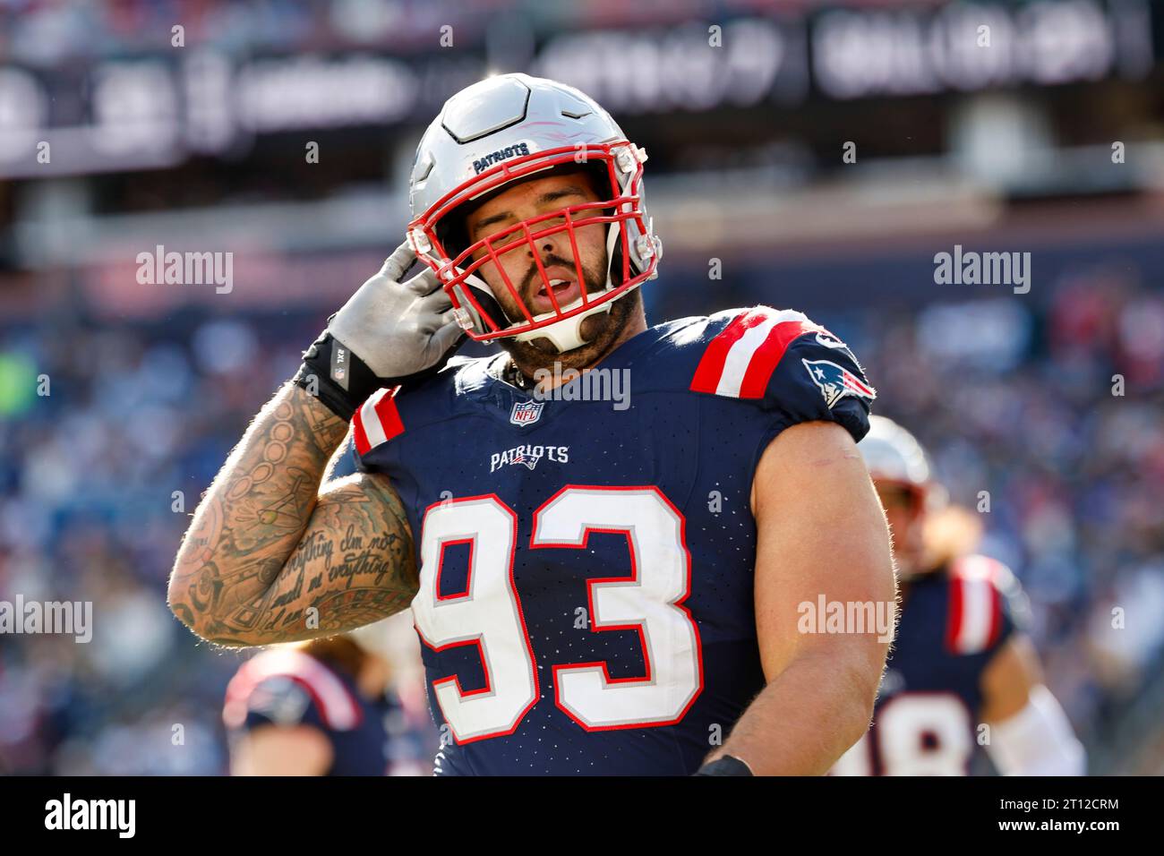 New England Patriots defensive end Lawrence Guy Sr. (93)reacts during ...