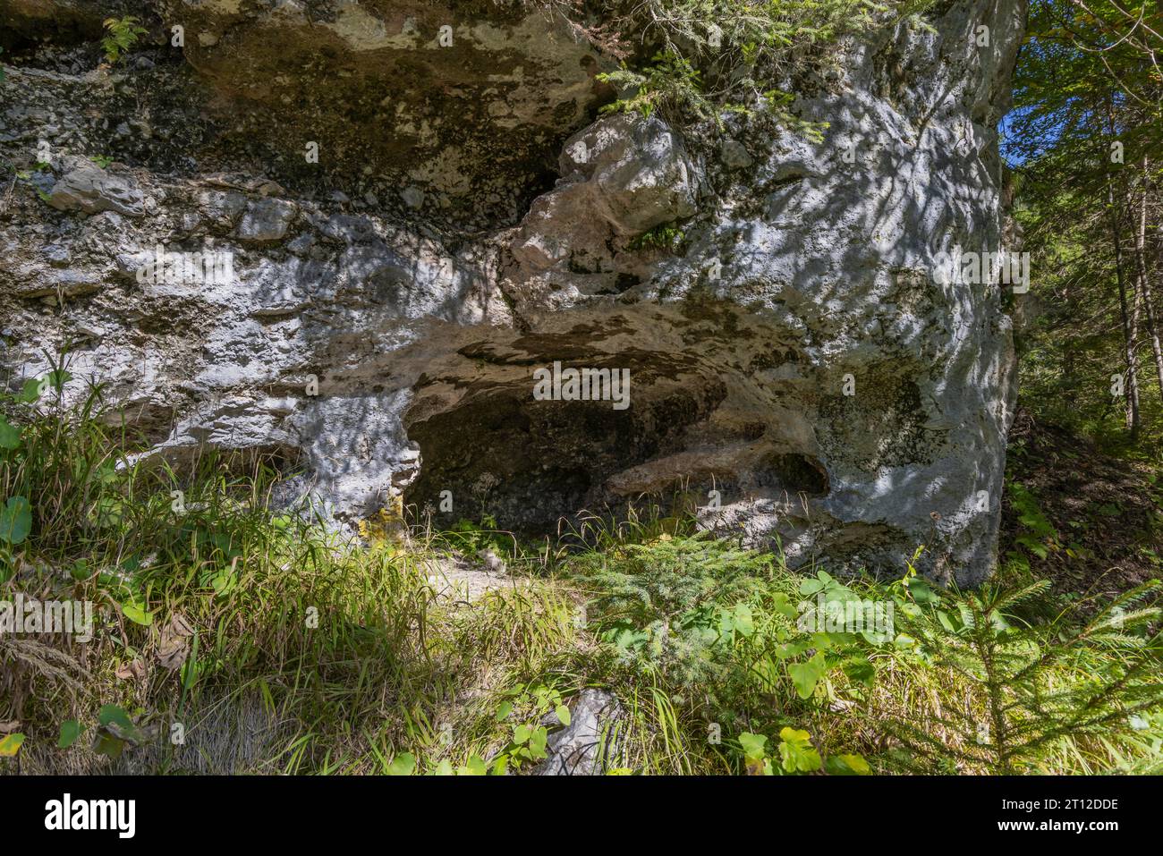 Hiking trail on the rock to the grotto' cave, vault, in Maria Alm ...