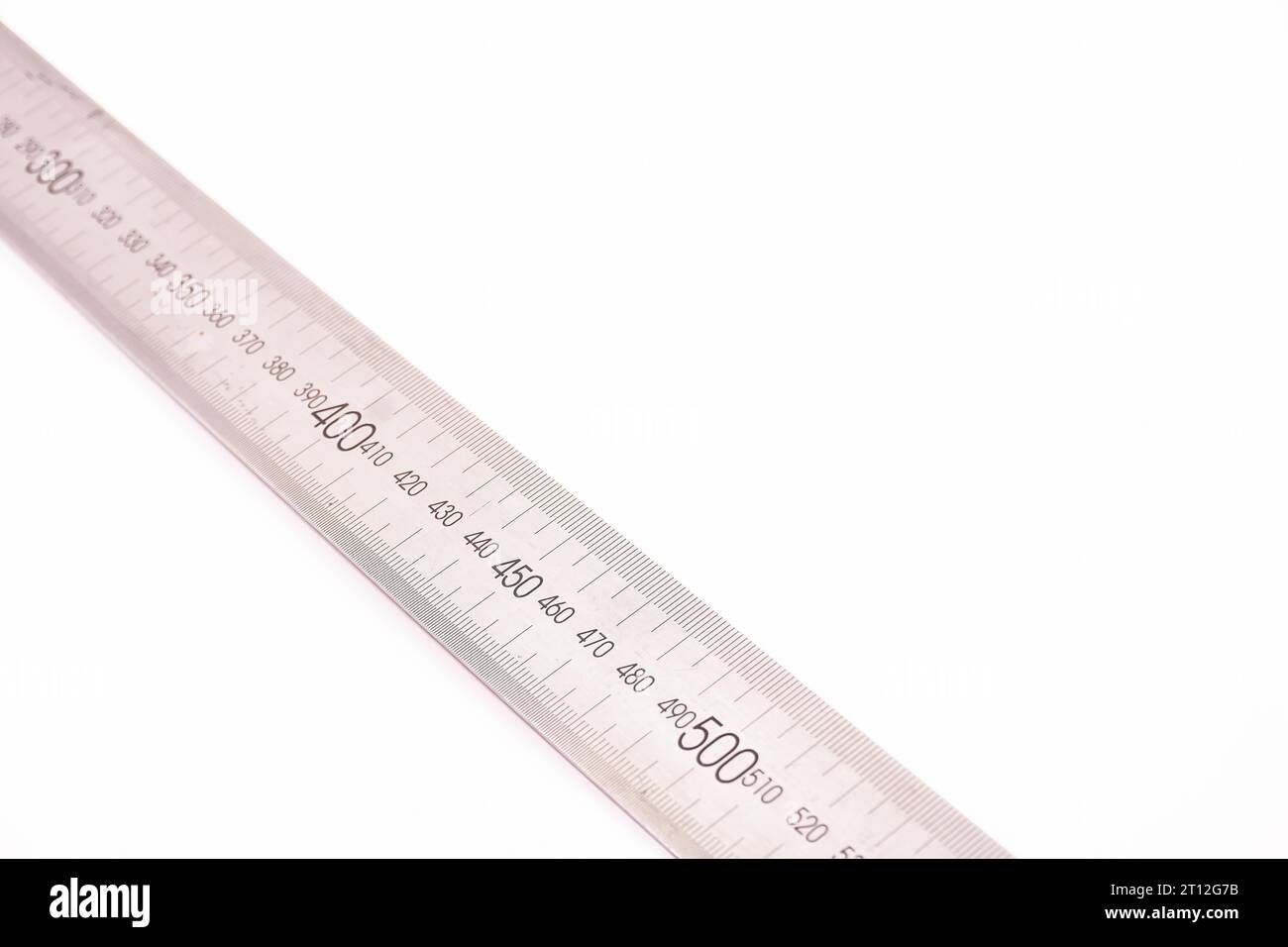 Detail hand ruler to measure in centimeters on a white background, copy ...