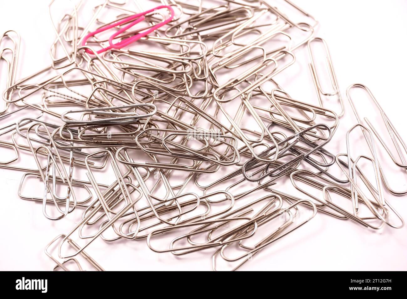 Detail of paper clips on a white background, copy and paste space Stock ...