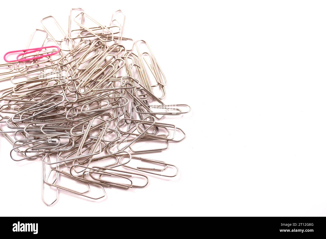 Multiple paper clips on a white background, copy and paste space Stock ...