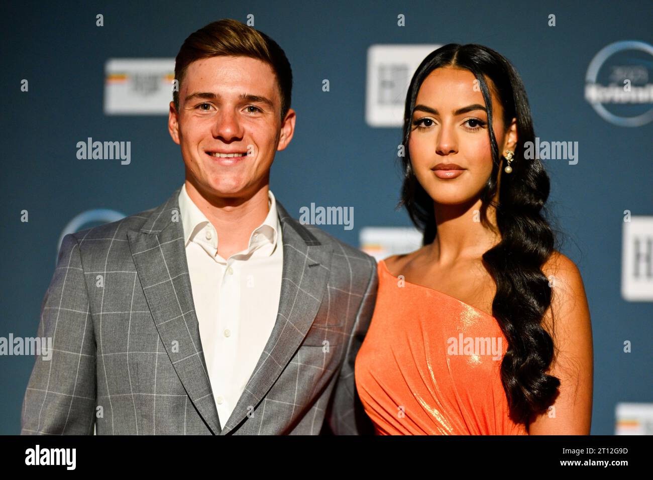 Kruisem, Belgium. 10th Oct, 2023. Belgian Remco Evenepoel and his wife ...