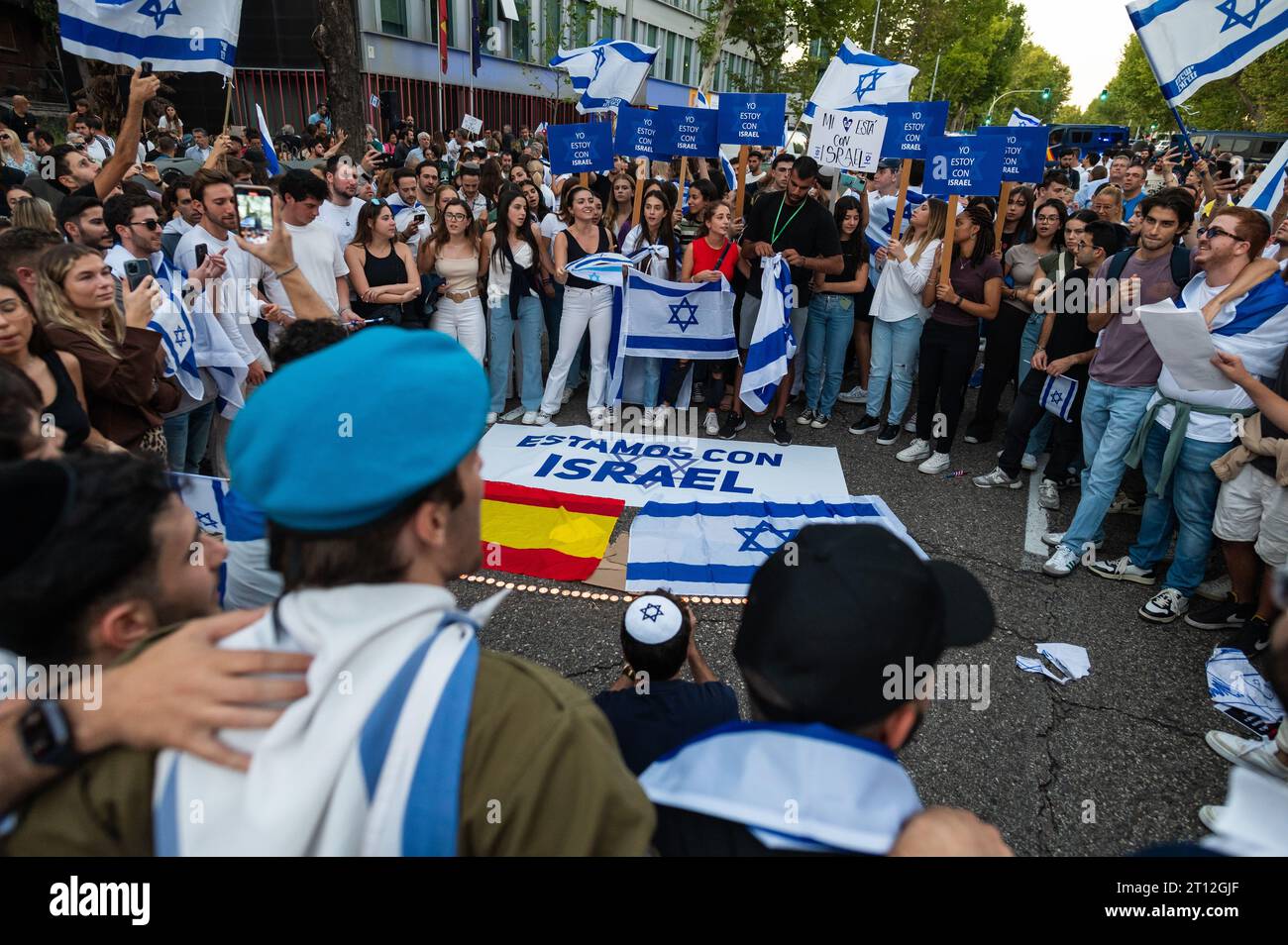 Madrid, Spain. 10th Oct, 2023. The Israeli community in Madrid gathered ...