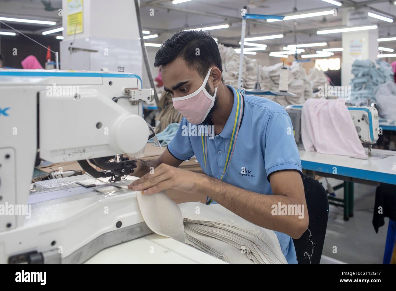 Dhaka, Bangladesh. 10th Oct, 2023. A garment worker works in a sewing ...