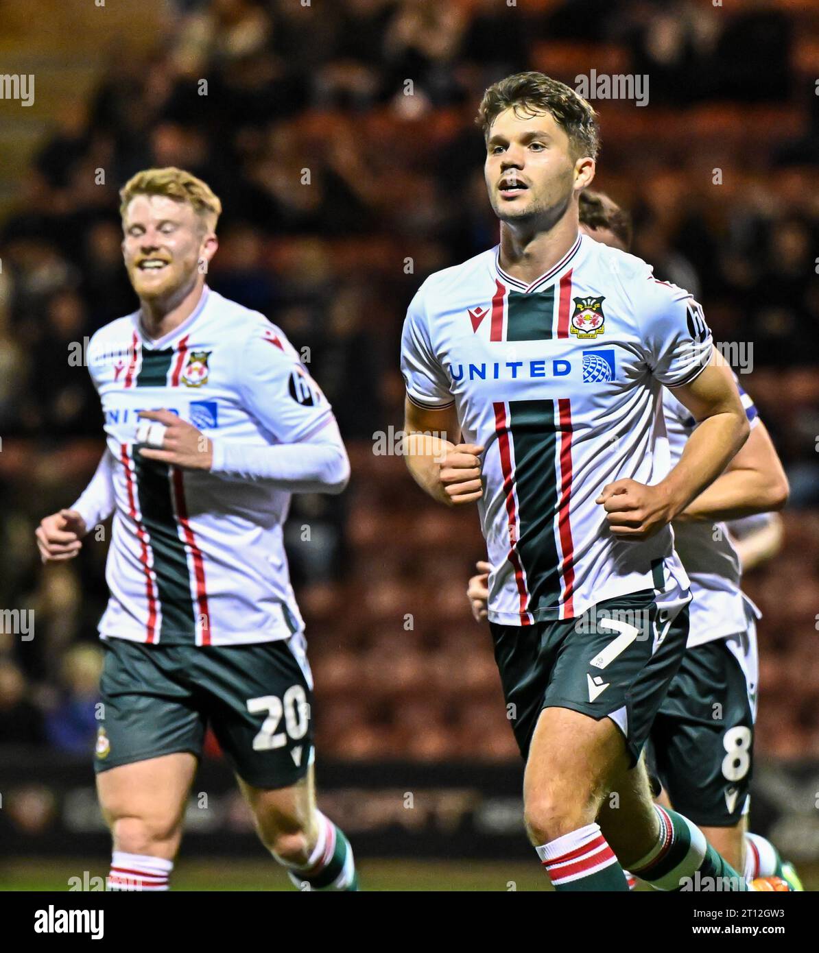 Crewe, UK. 10th Oct, 2023. Jordan Davies 7# of Wrexham Association ...
