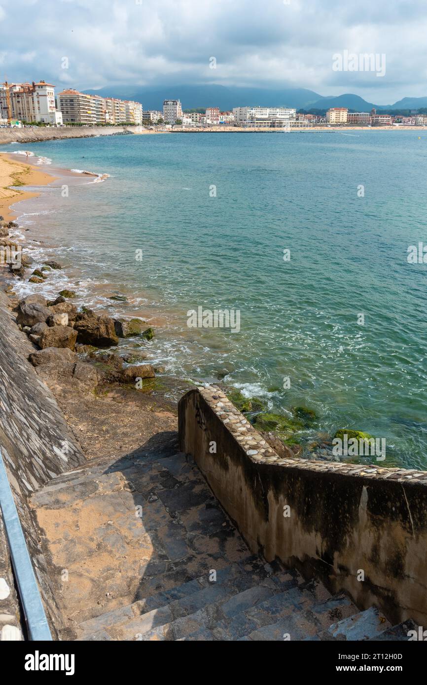 Stairs going down to the Grande Plage in Saint Jean de Luz, vacation in ...