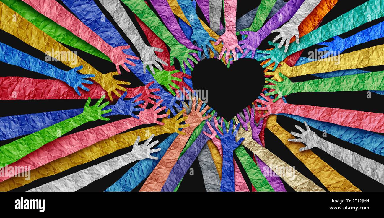 Diverse people United as social diversity and unity partnership as ...