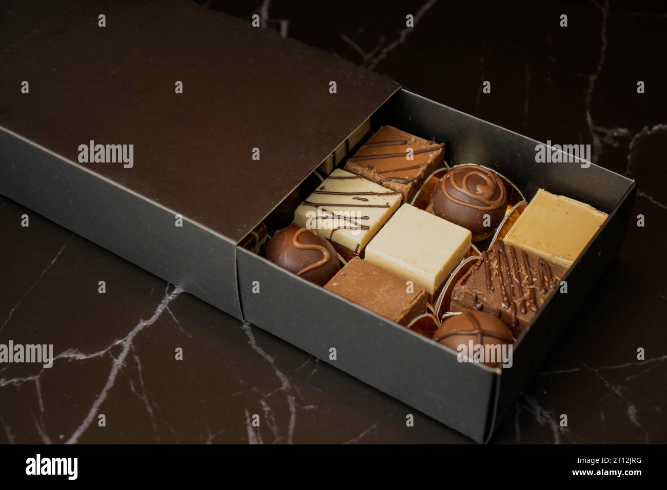 elegant box of luxury assorted chocolates Stock Photo - Alamy