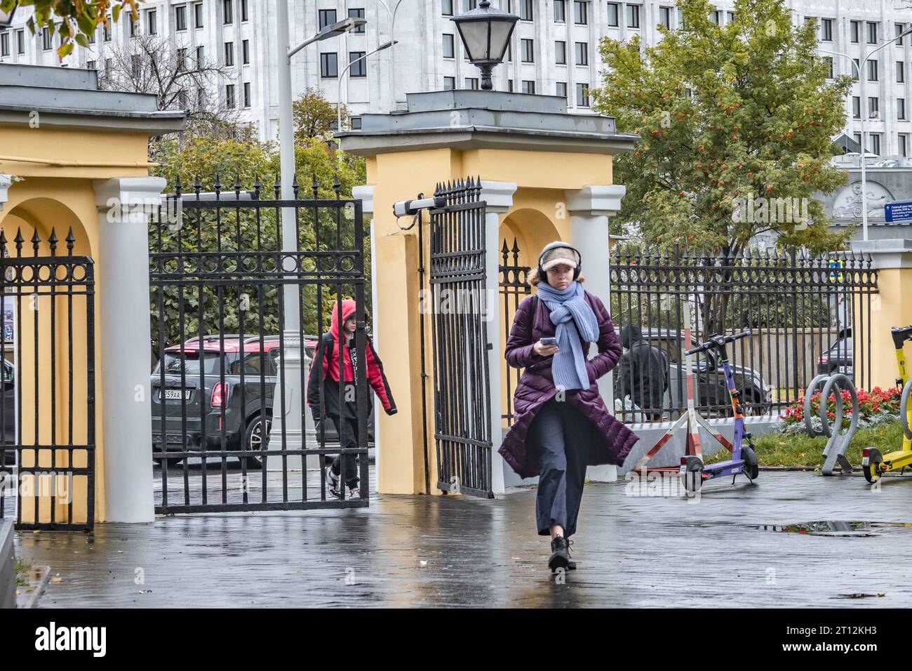 Russia, Moscow. People on one of the streets of the city Stock Photo ...