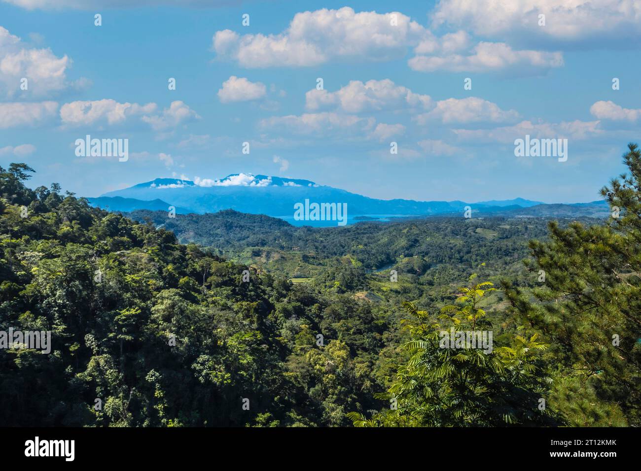 Looking at the lake from the Mirador of the Cerro Azul Meambar National ...
