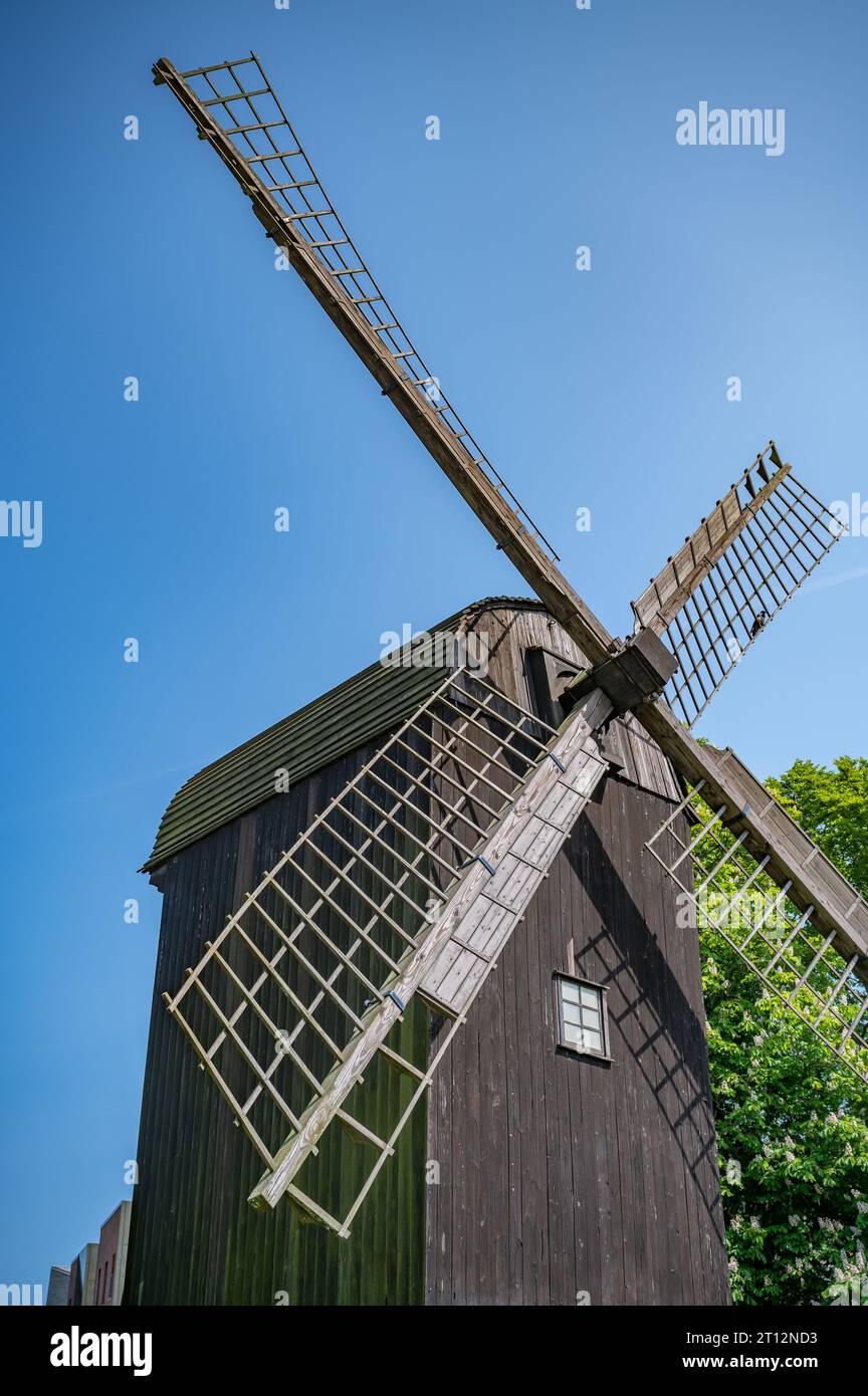 Old wind mill near Botanic Garden at Aarhus, Denmark during clear sky ...