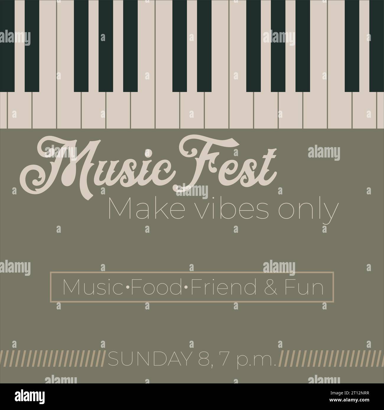 Music party festival template design with piano keys. musical poster or ...